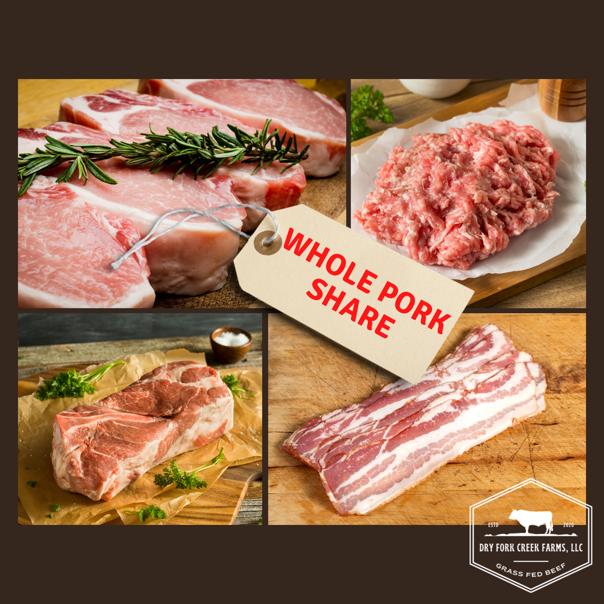Pastured Pork - Whole Hog Package - 110-130lbs - Initial Deposit Only ...
